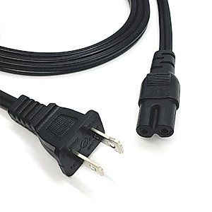 Wise Home Products UL 5ft TV Power Cord for AC 2 Prong Wall Plug (NEMA 1-15P to IEC C7) LCD LED 2-Slot Electronics Cable PS4 PS5 Speaker Monitor Xbox Wall Power Cable Replacement Black