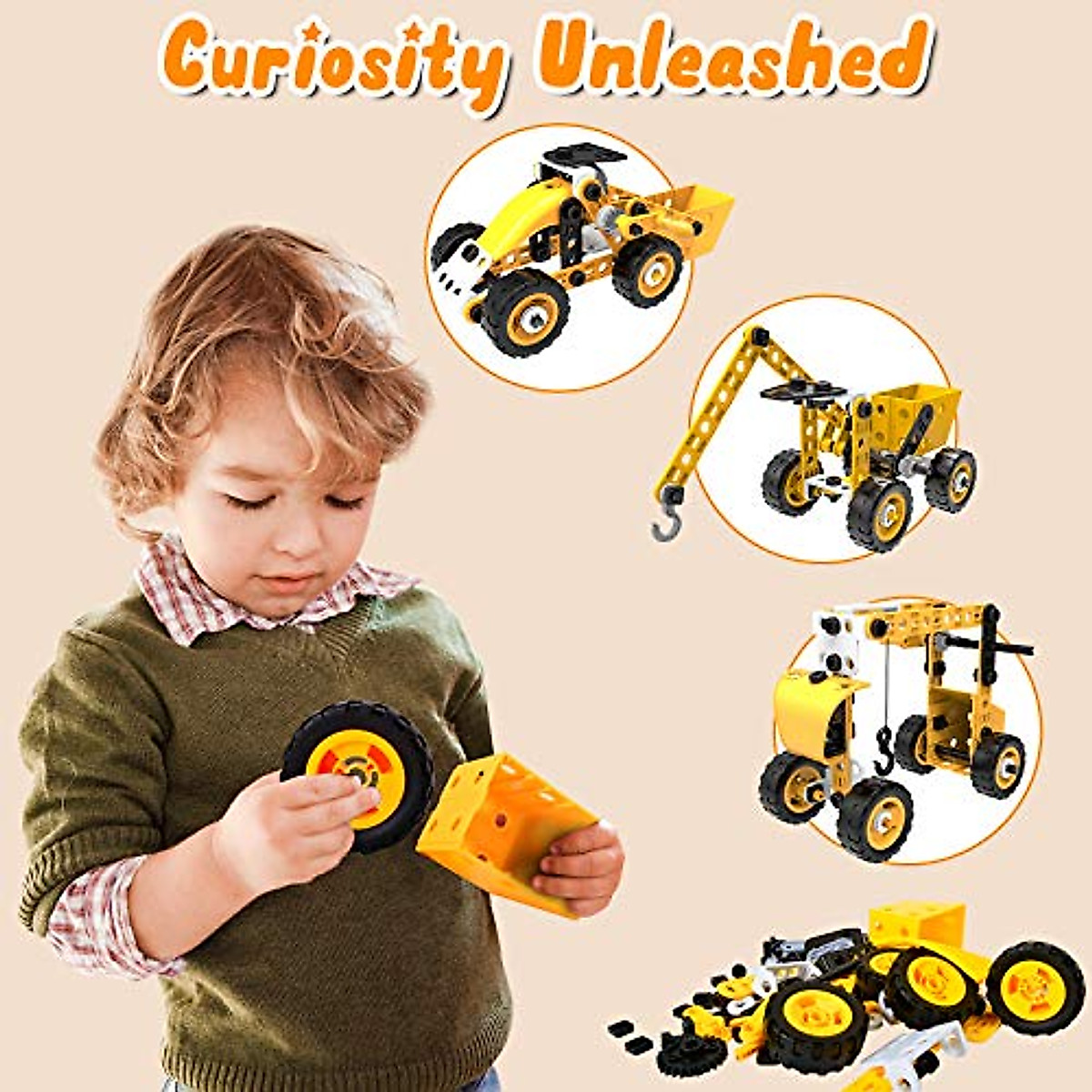 HOMETTER Educational Building Toys STEM Learning Kit, 10 in 1 Construction Blocks for Preschool Kids, 108 Pieces Engineering Toys Creative Set Gift for Boys Age 5 6 7 8 9 10+ Years Old