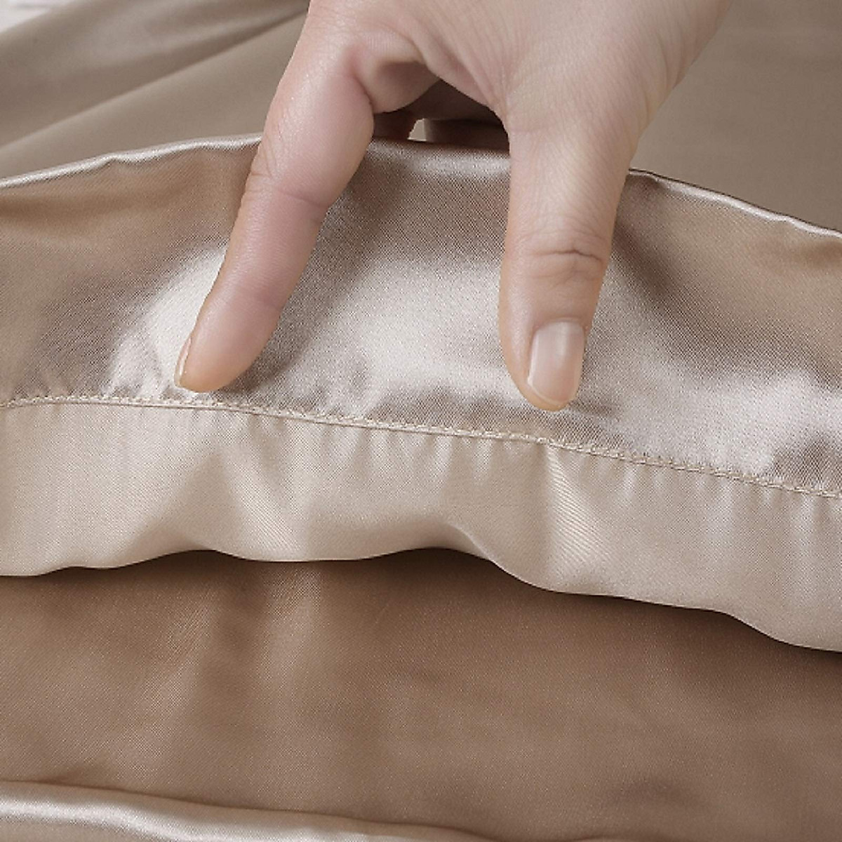 LCBD Satin Body Pillow Case for Hair and Skin, Taupe Silk Satin Body Pillow Case Cover, 20x54 Body Cooling Pillow Cover with Envelope Closure