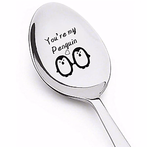 Anniversary Christmas Gift Spoon for Couple Gifts for Boyfriend Girlfriend You Are My Penguin Gifts Spoons for Husband Wife Penguin Birthday Gifts for Him Her Coffee Spoon