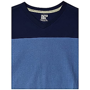 Amazon Essentials Boys' Short-Sleeve V-Neck T-Shirt Tops (Previously Spotted Zebra), Pack of 4, Red/Blue/Black, Medium