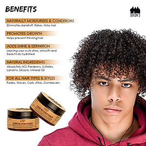 Dixon's 1737 Leave-In Conditioner, Daily Hair Moisturizer for Curly Hair, Damage Repair and Frizz Prevention Treatment (4 Fl oz)