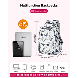 CAMILLEMMA White Backpack for Women Men, Lightweight Casual Travel Daypack,Classic Basic Backpack