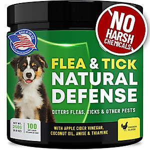 Flea and Tick for Dogs Chewable Pills - No Harsh Chemicals - 100 Chicken Flavored Treats - Guardian's Choice Pets Brand - Tasty Chews Dogs Love - Flea Pills for Dogs