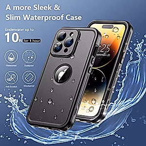 SPIDERCASE for iPhone 14 Pro Case, Waterproof Built-in 【9H Tempered Glass】 Screen & Camera Lens Protector 【12FT Military Shockproof】 IP68 Water Resistance 【Full-Body Heavy Duty】 Rugged Case, Black