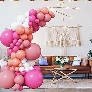 Pink Balloons Garland Arch Kit, 136PCS Pink Peach Balloon Birthday Party Decorations for Baby Shower Princess Theme Wedding Party Supplies