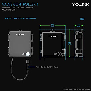 YoLink Wireless Smart Valve Control Kit, 1" Brass Motorized Valve, Wireless Valve Controller, Battery Powered Valve