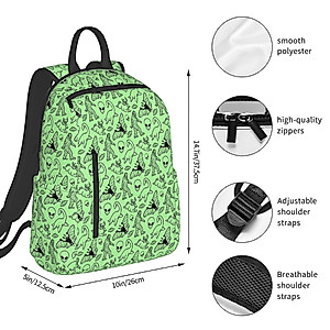 SWEET TANG Backpack Travel, Work Bookbag Aliens Savage Dinosaurs Green Casual Daypacks with Water Bottle Pocket