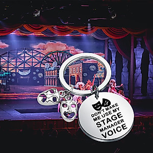 TGBJE Stage Manager Gift Don’t Make Me Use My Stage Manager Voice Keychain Funny Theater Gift Comedy Tragedy Masks Gift For Drama Student (stage voice kc)