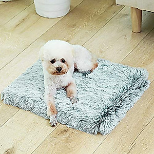 Pet Blanket Bed Pad Dog Blanket Mat Waterproof Washable Plush Square Dogs Cats Pets Warm Sleeping Bed Cover Mat for Dogs Cats - White + Grey M