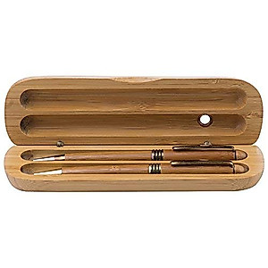 Alex Navarre Durable Executive Bamboo Ballpoint Pen and Pencil Set with Bamboo Storage Case, 3 pieces