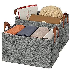 GRANNY SAYS Closet Organizer Bins, Storage Baskets for Shelves, Gray Closet Storage Bins with Handles, Closet Shelf Organizer and Storage, Cloth Storage Bins for Organizing, Large, 2-Pack