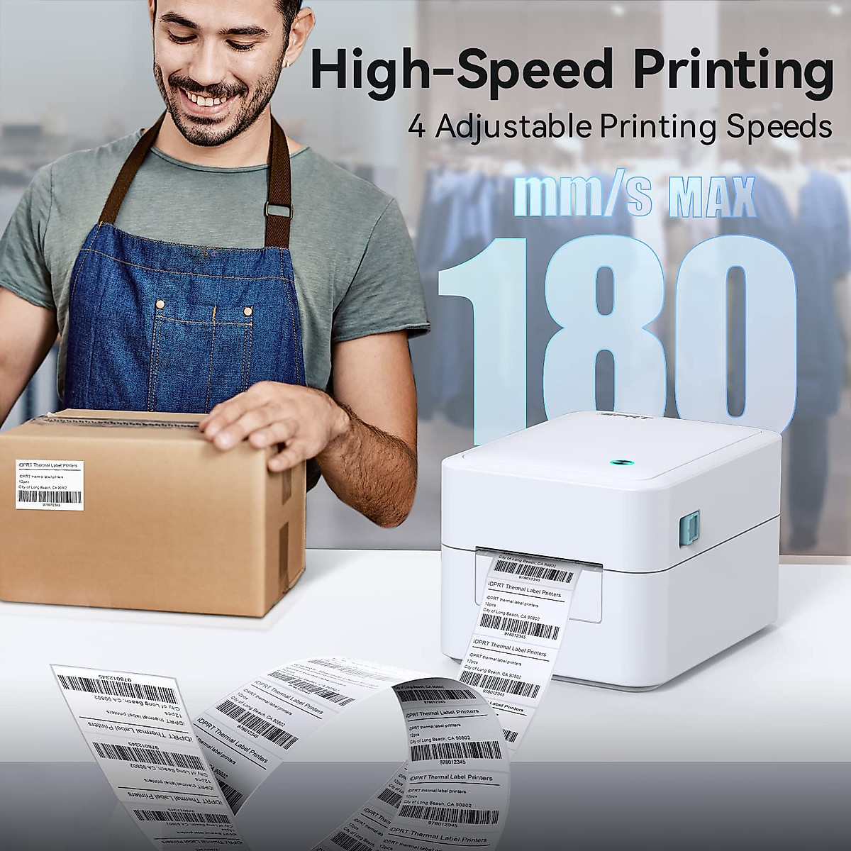 Efficient iDPRT Label Maker - Thermal Printer for Small Biz