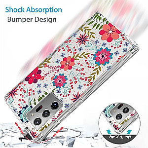 Zoeirc Case for Galaxy Note 20 Ultra 5G, Samsung Note 20 Ultra Clear Case, TPU 360 Full Body Shockproof Hybrid Bumper Crystal Clear Phone Case Cover for Samsung Galaxy Note 20 Ultra (Floral Prints)