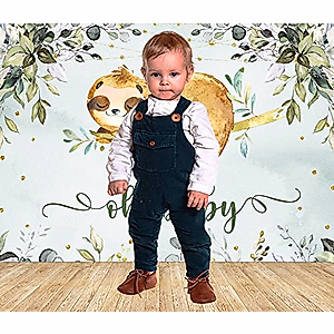 Ticuenicoa 5x3ft Sloth Baby Shower Backdrop Oh Baby Backdrops for Babyshower Party Green Leaves Jungle Animals Photo Background for Photography Kids Birthday Cake Table Decoration Gender Reveal Favors