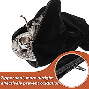 LEIFIDE Silver Storage Bags Oversized 24" x 30" Black Zipper Anti Tarnish Cloth Bag for Silver Storage, Silver Tray, Jewelry, Flatware, Silver Vase, Silver Polishing Cloth for Tarnish Cleaning