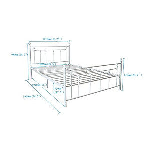 Anwickmak Twin Size Metal Bed Frame with Headboard and Footboard/No Box Spring Needed Mattress Foundation (White)