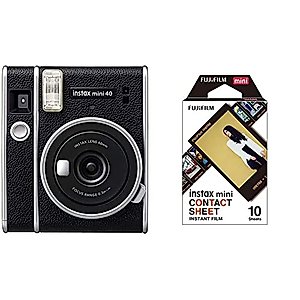 Fujifilm Instax Mini 40 Instant Camera with Fujifilm Instax Mini Contact Sheet Film - 10 Exposures Bundle (600022193)