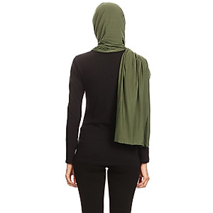 Abeelah Jersey Hijab Scarf - Made in the USA - Islamic, Muslim, African and Indian Fashion Compatible (Olive)