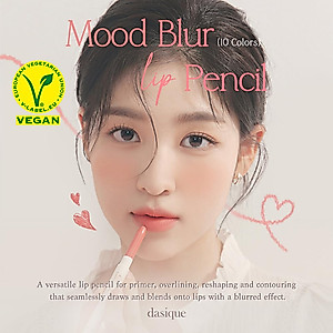 dasique Mood Blur Lip Pencil | A smooth creamy texture with hydration | Multipurpose for cheeks | Vegan (07 Rose Cream)
