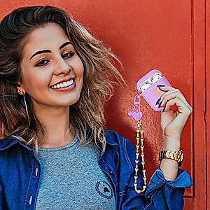 Besoar for Airpods 1st/2nd Generation Case Cute for Women Girls Girly Aesthetic Purple Heart Cases with Keychain Buckle for Airpod 1/2 Pretty Lovely Soft Silicone Cover Unique Design for Air Pods 1/2