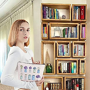 LEVLO Hydrangea and Lavendar Flowers in Jars Cosmetic Make Up Bag Flower Lover Gifts Floral Mason Jars Makeup Zipper Pouch Bag (Mason Jar Lavender)