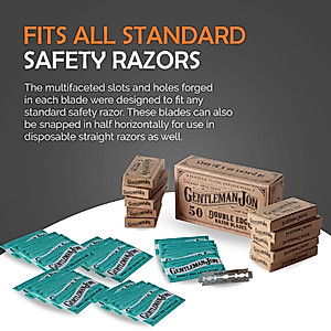 Gentleman Jon 50-Pack Platinum Double Edge Razor Blades - Premium Swedish Stainless Steel Safety Razor Blades - Platinum Coated Blades For Smooth and Comfortable Shaves - Fits Most Safety Razors