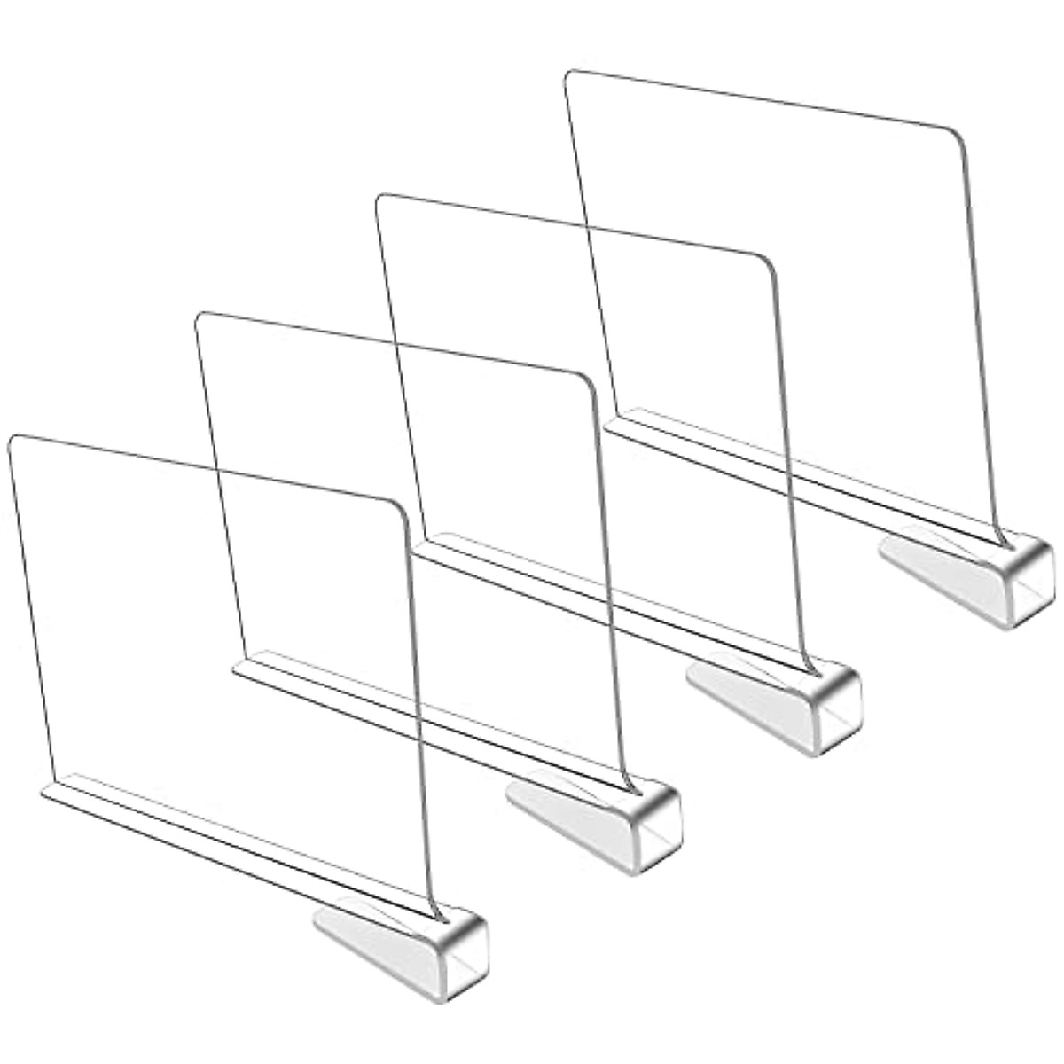 Sooyee Acrylic Shelf Dividers for Closet Organization,4 PCS Closet Shelf Organizer,Closet Dividers Purse Organizer for Closet,Closet Separator for Bedroom Kitchen Cabinets and Office Shelves,Clear