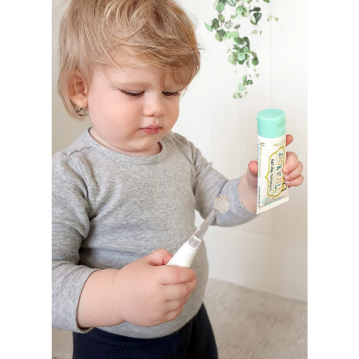 Jack N' Jill Tickle Tooth Sonic Electric Toothbrush with Replacement Head - Gentle Cleaning, Made for Tiny Teeth, LED Inspection Light, for Babies & Kids, Extra Soft Bristles - (1 Pack)