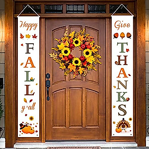 Fall Decor | Fall Decorations for Home | Happy Fall Y'all & Give Thanks Porch Banners for Autumn Harvest Decorations | Thanksgiving Decorations for Home