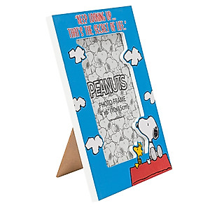 Silver Buffalo Peanuts Snoopy Woodstock Keep Looking Up Photo Picture Frame, Blue, 4 x 6 Inches