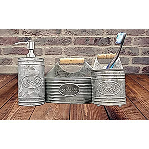 Autumn Alley Farmhouse Rustic Shower Caddy Basket for Bathroom - Toiletries Countertop Organizer, Decorative Bathroom Caddy, Galvanized Bathroom Accessories with Toilette Label, 8.25" x 6", Small