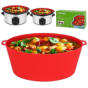 Silicone Crock Pot Liners, FRTIM Reusable Slow Cooker Liners Fit 7-8 Quart Oval Slow Cookers Leakproof Dishwasher Safe Cooking Pot Liner 1PCS - Red