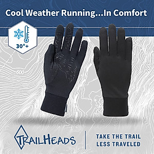 TrailHeads Running Gloves | Lightweight Gloves with Touchscreen Fingers - black (large)