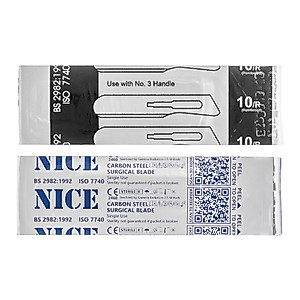 HALLMERS 10pcs 10R Carbon Steel Blade - Butter Blade Sterile Surgical Art Craft Sculpting Wax Cutting Dermaplaning Dermal Vellus Hair Precision Knife Exacto Hobby Scrapbooking Carving Stencil