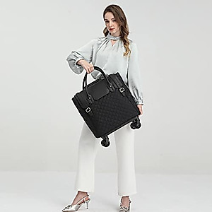 VH&GREDBusiness travel luggage18inch boarding case cloth box trolley bag small trolley case universal wheel portable suitcase female Can be used for Weekend boarding/travel (Black- Luggage)