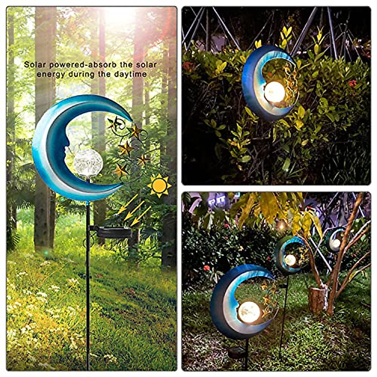 JTao-tec Solar Lights Outdoor Garden Moon Solar Garden Lights Decorative Glass Globe Led Waterproof for Walkway,Yard,Lawn,Patio Decor