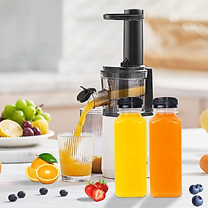 HIQQUGU 6 Pcs 10 OZ Plastic Juice Bottles, Reusable Bulk Beverage Containers, For Juice, Milk And Beverages, with Black Lids.