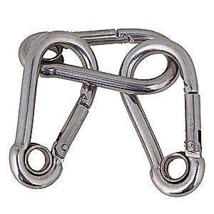 CNBTR 50mm Silver M5 Spring 304 Stainless Steel Snap Hook Eyelet Link Pack of 5