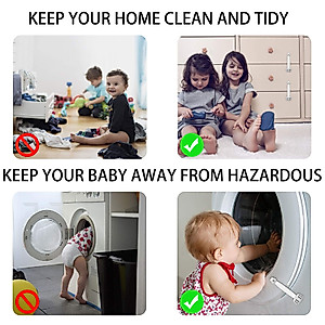 Baby Proofing Cabinet Lock,10 Pack Child Safety Latches Lock Multi-Purpose for Fridge,Furniture, Kitchen, Ovens, Toilet Seats (with 10 Extra Strong Adhesives) No Screws & Magnets Required