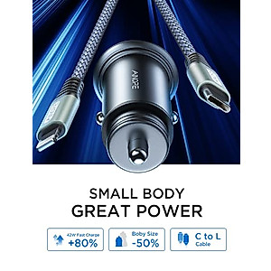 AINOPE 54W for iPhone Car Charger Fast Charging【Apple MFi Certified】 Car Charger iPhone,Cigarette Lighter USB Charger,Mini USB C Car Charger Adapter PD3.0&QC3.0 for iPhone 14 Pro Max/14 Plus/13/12