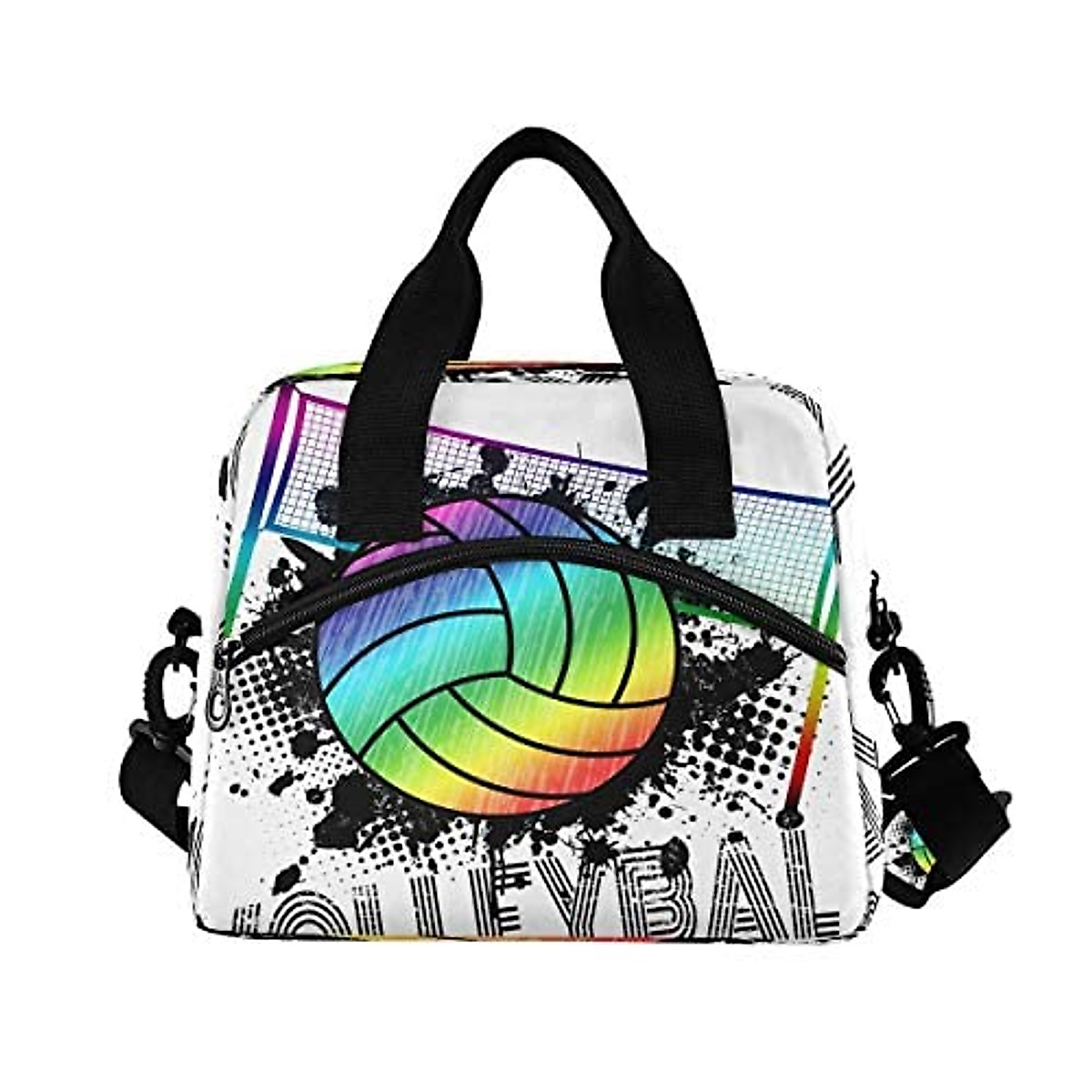 Sport Ball Volleyball Poster Lunch Bags for Women Insulated Reusable Lunch Tote Holder Lunch Cooler Bag Lunch Box with Shoulder Strap for Men Kid Girl