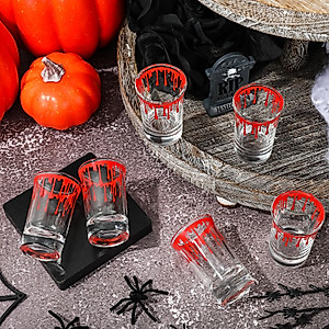 Whaline 6 Pack Halloween Shot Glasses Blood Splattered Drinking Glasses 1.7oz Horror Bloody Small Glass Shot Cups Halloween Party Cups for Bar Drinkware Supplies Halloween Party Decoration