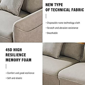 gefayluo 72.8 inch Sofa Couch Mid-Century 3-Seat Tufted Love Seat for Living Room Bedroom Office Apartment Dorm Studio and Small Space 2 Pillows Included (Silvery Gray)