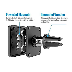 WixGear Universal Air Vent Magnetic Phone Car Mount Holder for Cell Phones with Fast Swift-Snap Technology, Magnetic Cell Phone Mount [New Stronger Square Design]