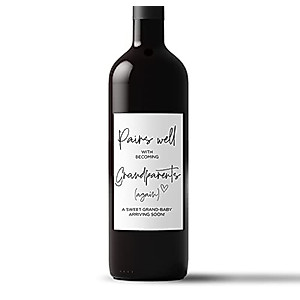 Pregnancy Reveal Wine Label for Parents Mom and Dad, Grandparents Again Announcements Gifts, Wine Bottle Stickers, Having a Baby Cards, Promoted to Grandparents, Im Pregnant