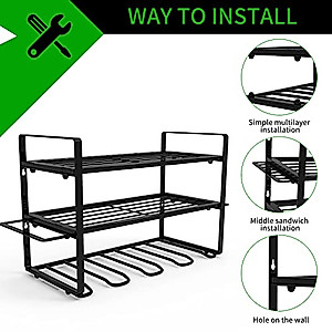 Jubilin Power Tool Organizer Wall Mount, Heavy Duty Cordless Power Tools Holder, Garage Tool Organizer and Storage, Practical Power Tool Storage Rack, Perfect for Father's Day - 3 Layers, Black