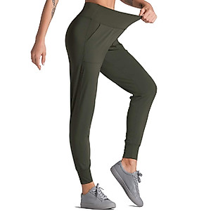 Dragon Fit Joggers for Women with Pockets,High Waist Workout Yoga Tapered Sweatpants Women's Lounge Pants (Medium, Joggers78-Dark Olive)