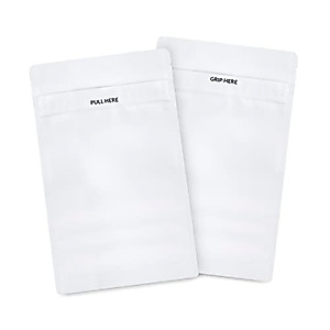 Loud Lock Mylar Bags Child Resistant Grip N Pull 1/2 Ounce All White - 1000 Count 8.125" x 5" 6mill Thickness - Mylar Bags For Food Storage - Resealable Bags - Odor Sealing Bags