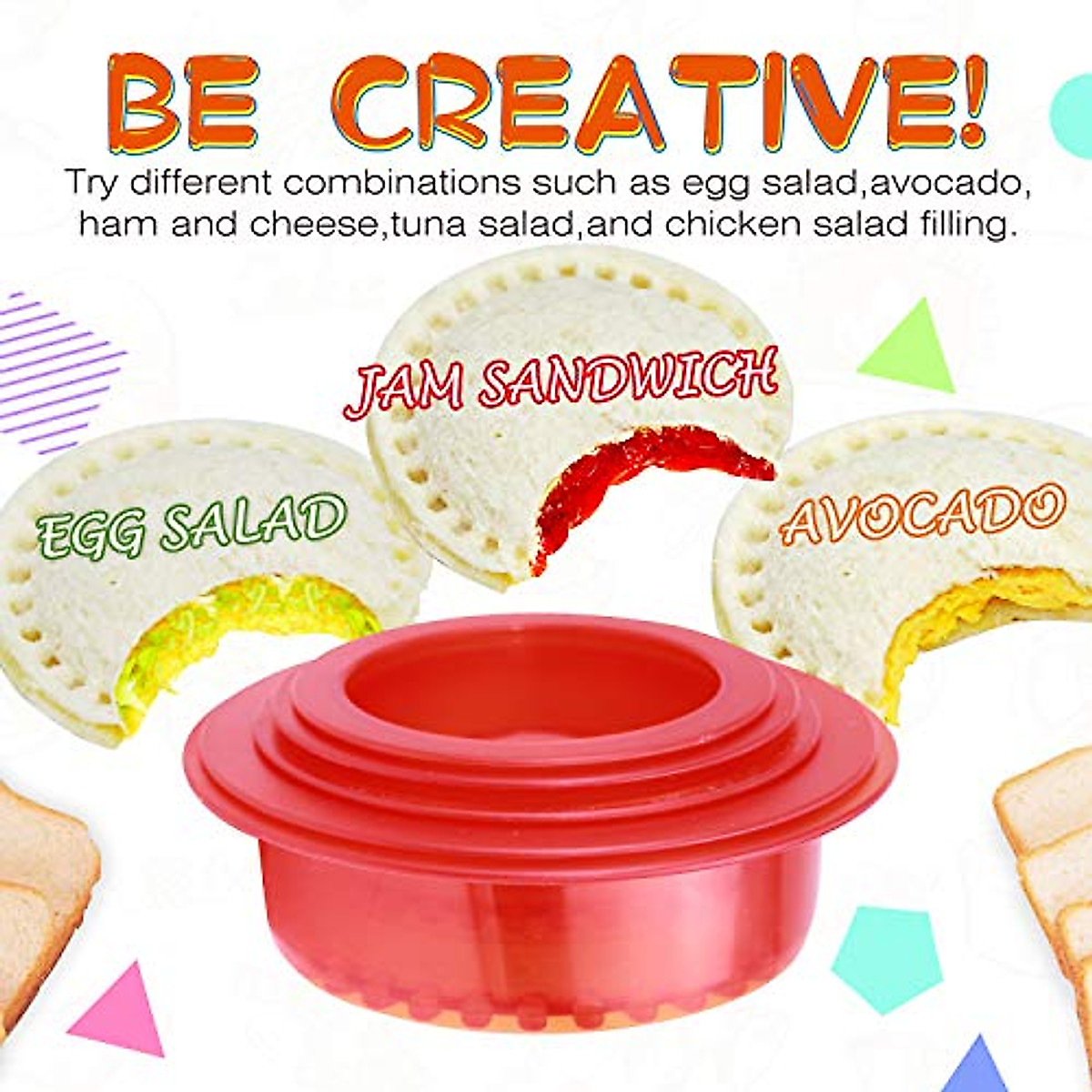 HiYZ Sandwich Cutter and Sealer - 5 PCS Decruster Sandwich Maker - Peanut Butter and Jelly Crustless Sandwich Bread Pancake Maker Cookie Cutter for Kids Children Boys Girls